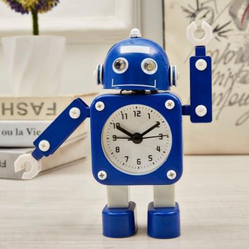 for Creative Cartoon Robot Alarm Clock Metal Wake-up Clocks with ...