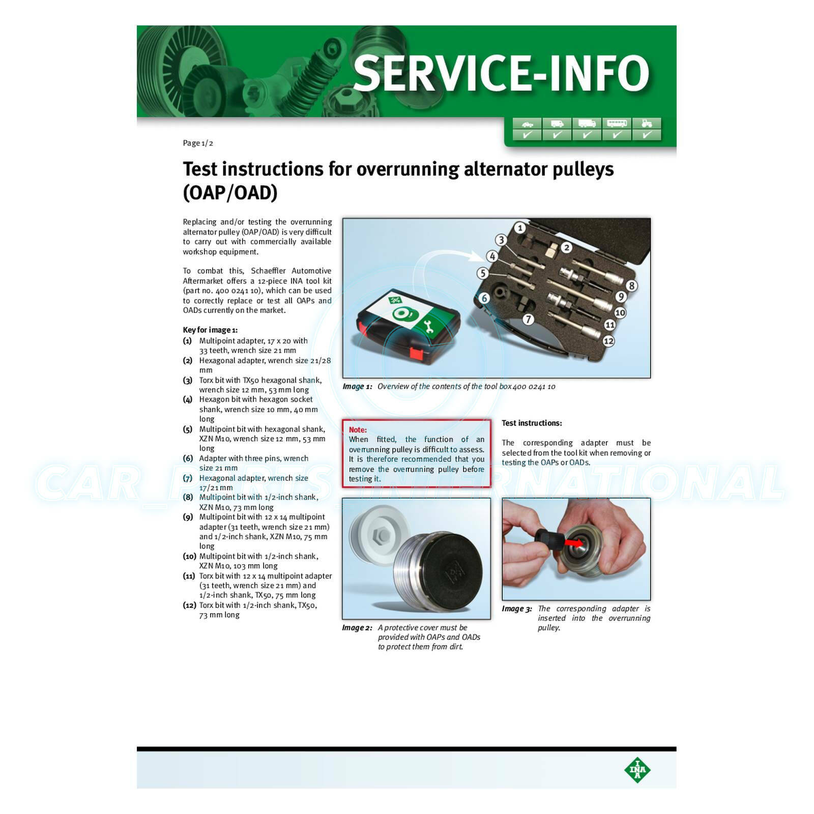 INA Alternateur Roue Libre Embrayage (Alternateur Poulie) - 535 0087 10 ...