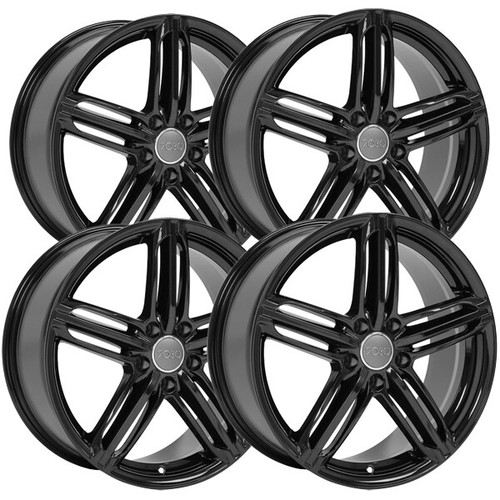 (Set of 4) OE Wheels AU12 18x8 5x112 +45mm Gloss Black Wheels Rims 18 ...