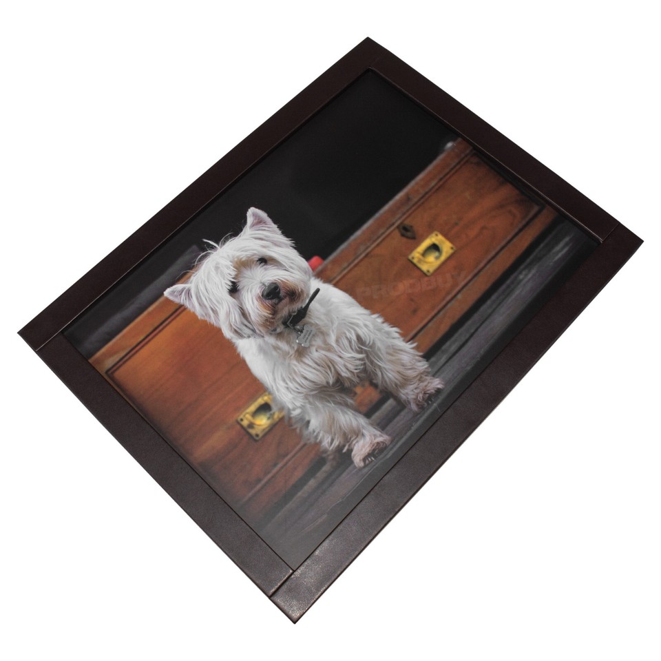 White Westie Cushioned Lap Tray Large Faux Leather Padded Dinner ...
