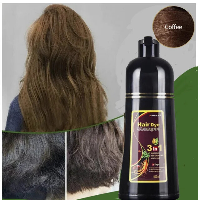 Hair Dye Shampoo, Semi-Permanent Gray Coverage, 3 in 1 with Natural ...