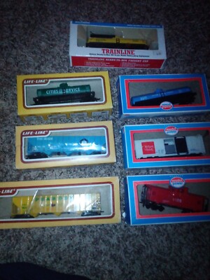 Vintage Lot Of 7 HO train Scale freight box cars , cargo ,caboose with ...