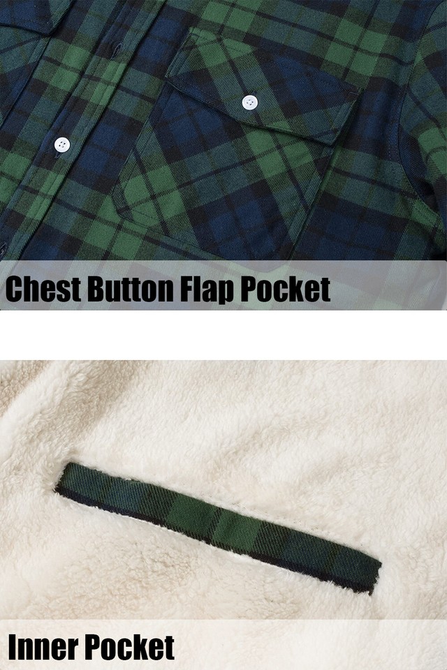 Men's Flannel Shirt Jacket Soft Sherpa Fleece Lined Winter Casual ...