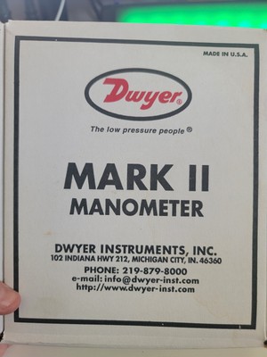 Dwyer Model 25 Mark II Manometer, *without tube* cracked corner ...