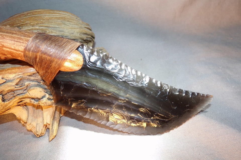 Subtle Sheen Obsidian Skinning Knife Flint Knapping Black Powder ...