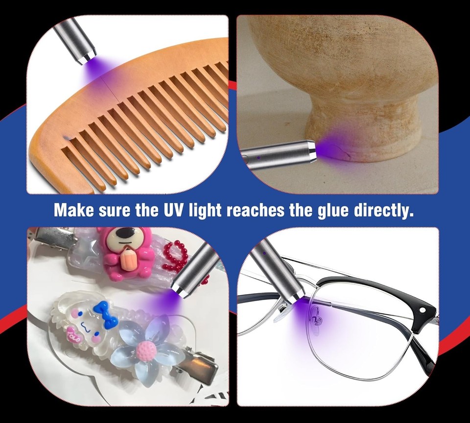 UV Resin Kit with Light 60g UV Glue with Rechargeable Light 5 Second ...