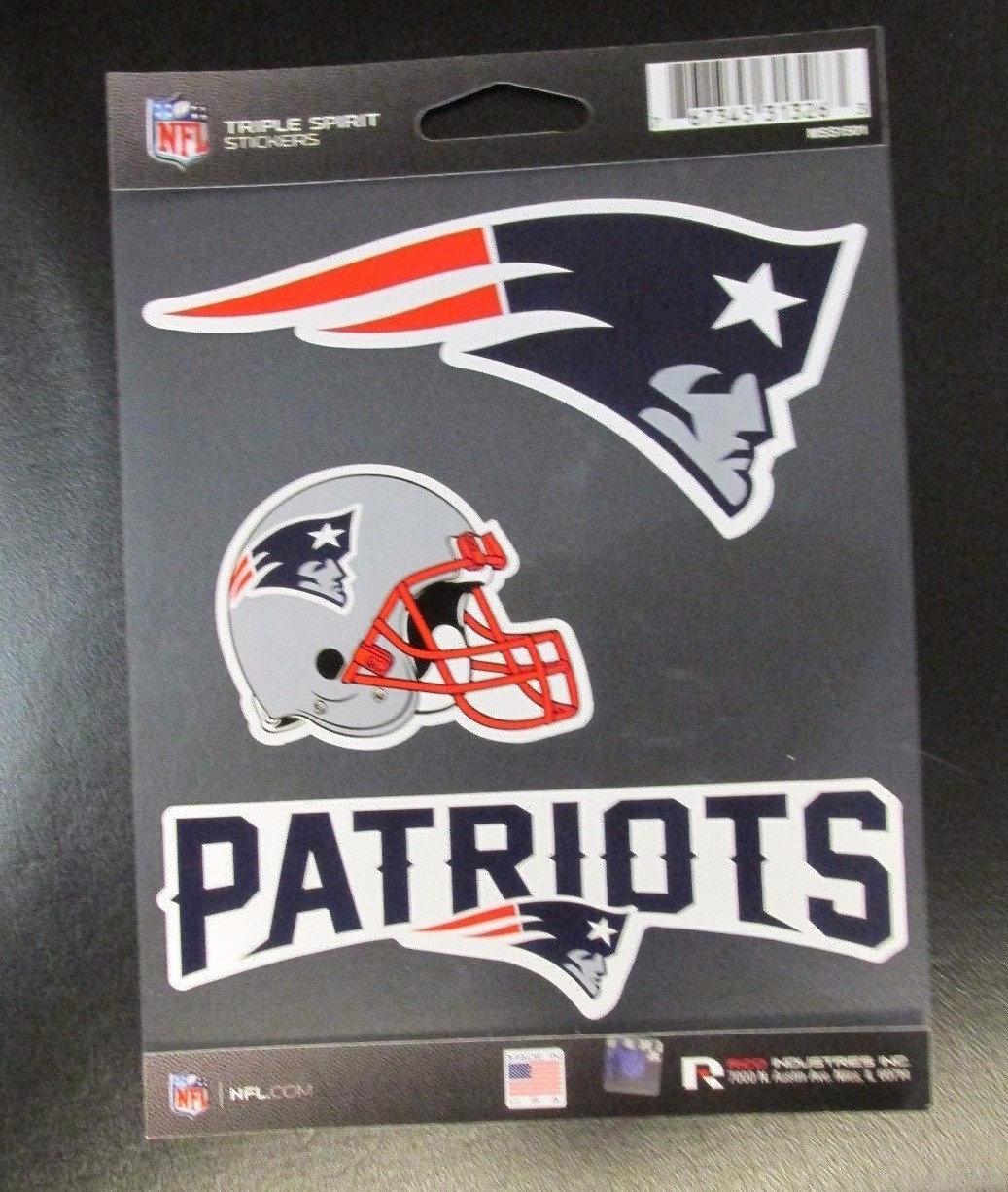 Rico NFL 3 Die Cut Decals Stickers Triple Spirit Helmet New England ...