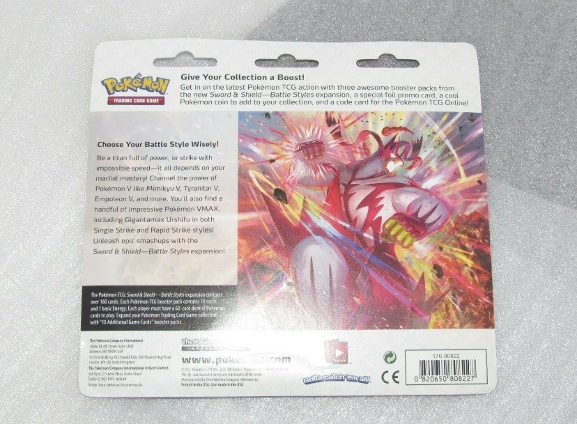 Pokemon TCG: Sword & Shield Battle Styles Blister Pack with 3 Booster ...