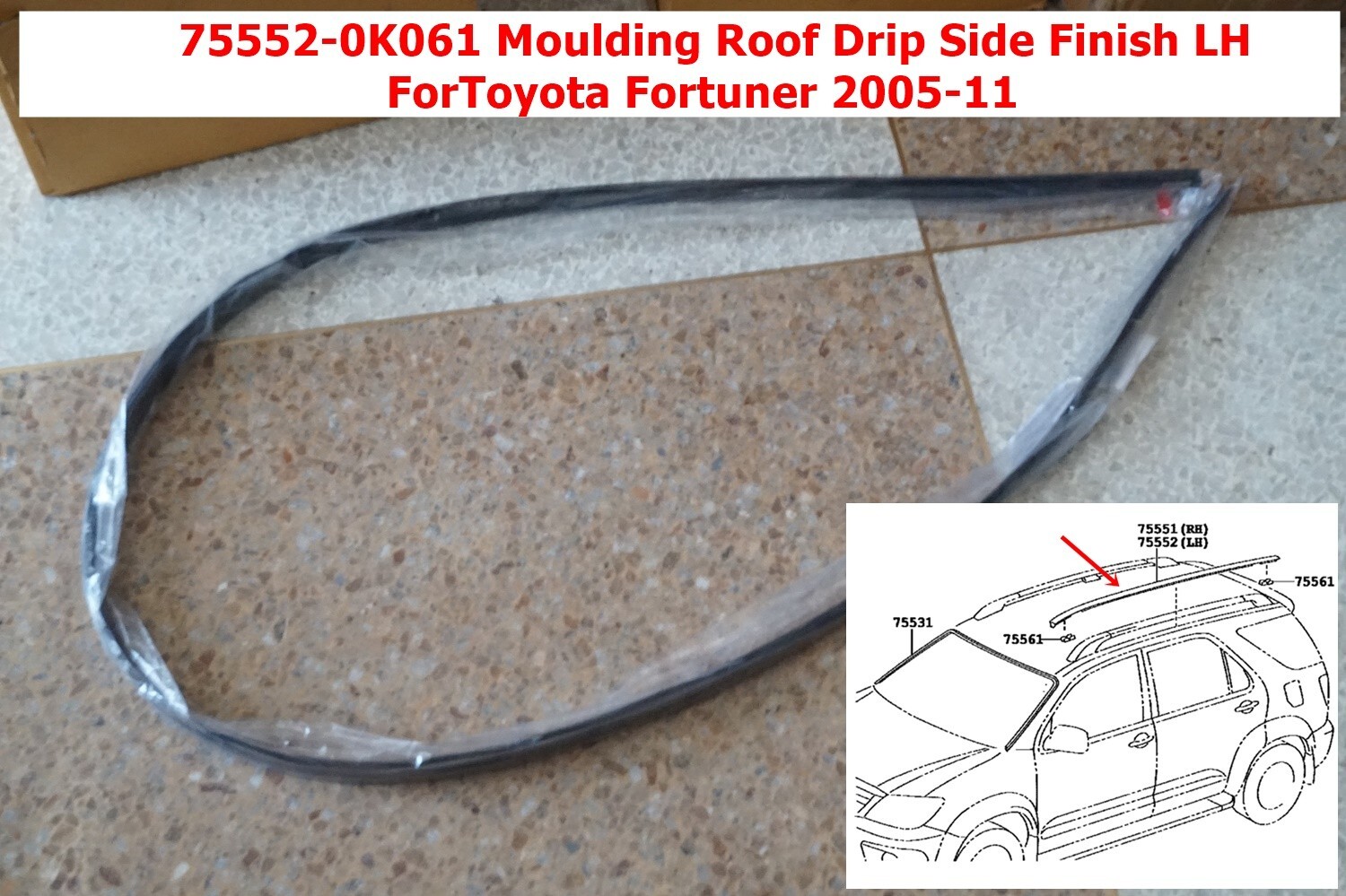 755520K061 Genuine Toyota Moulding Roof Drip Side Finish LH 75552-0k061 ...