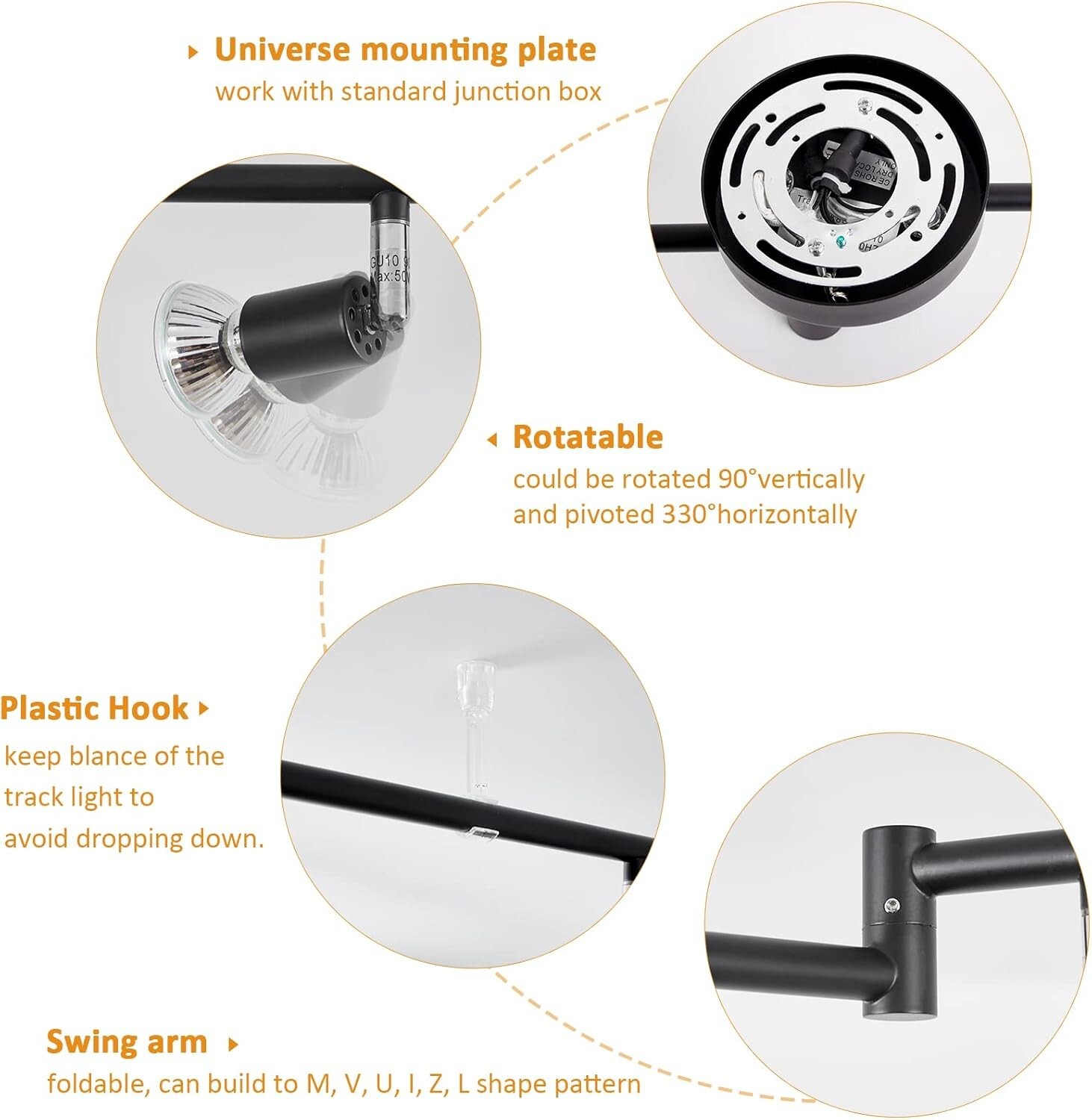 Ceiling Track Lighting Fixture,LED Track Light With Swing Arm,Ceiling ...