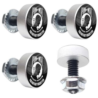 4 Motorcycle Silver "Pow Mia" License Plate Frame Fasteners Tag Bolt ...