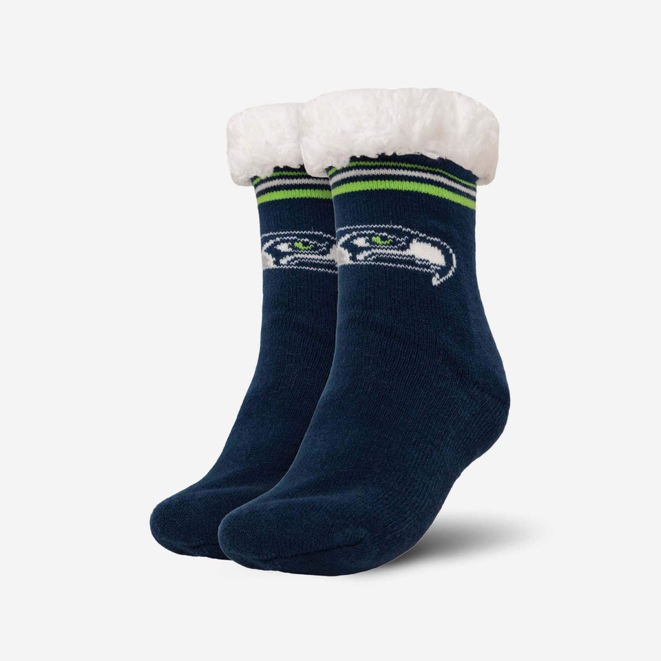 FOCO NFL Seattle Seahawks Solid Stripe Logo Footy Slippers Non-Skid ...