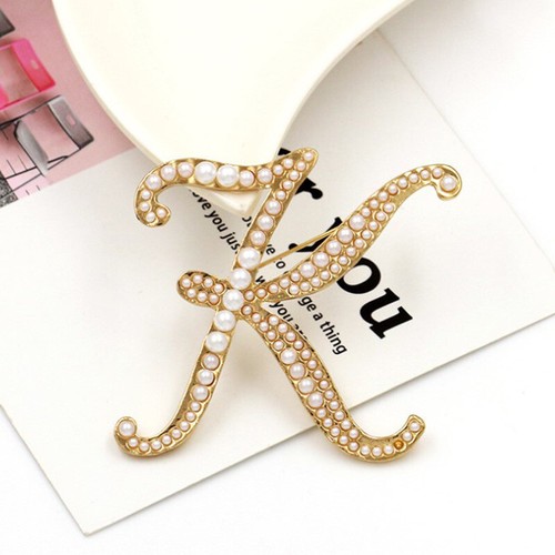 1pc Brooches Elegant Corsage Luxury Jewelry Pearl English Letter Pins ...