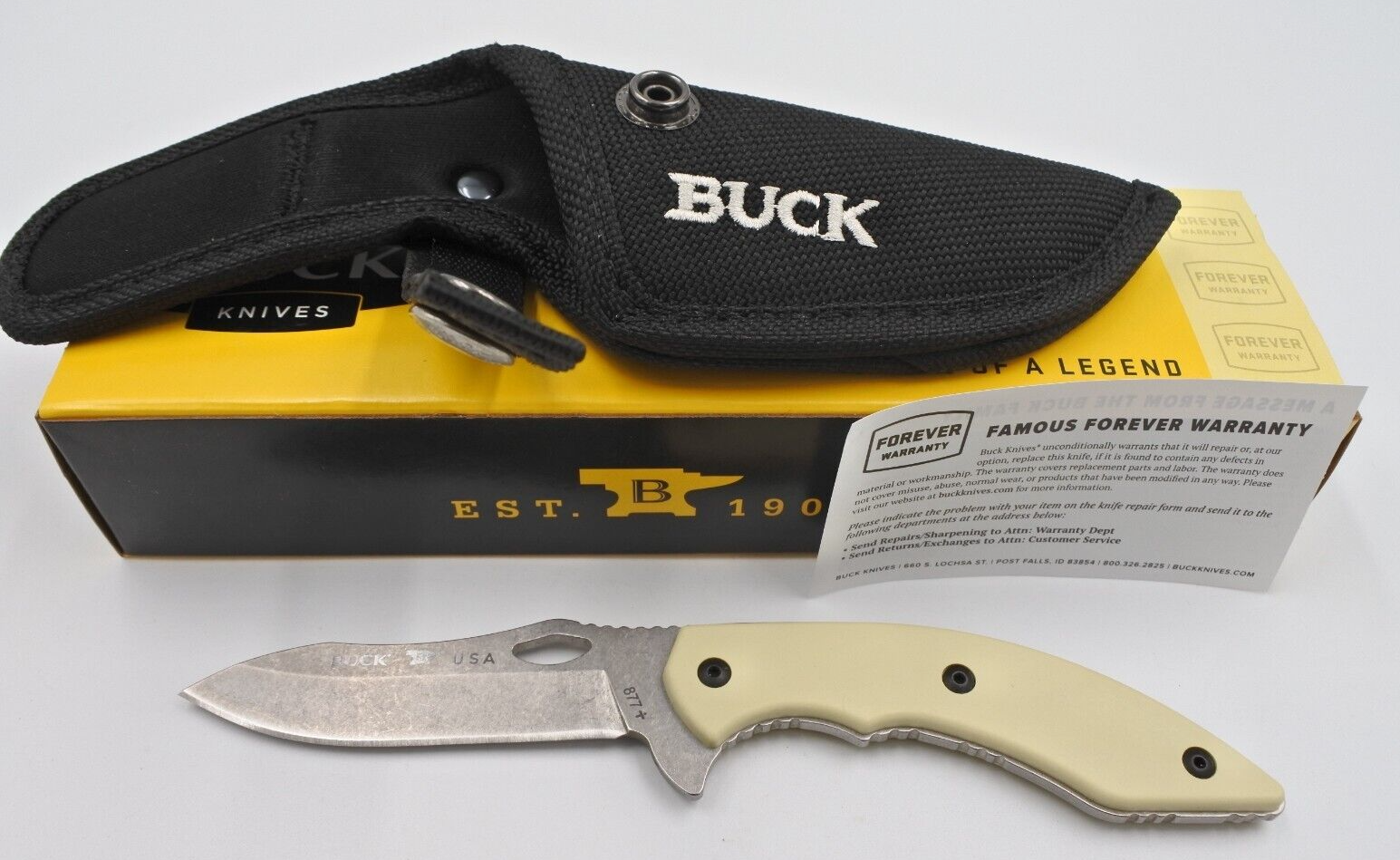 Buck USA Model 877 Maverik Fixed Blade Knife w Sheath New In Box ...