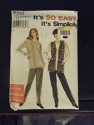Simplicity 9700 Misses Knit Pants, Top & Vest Pattern - Size XS/S/M/L ...