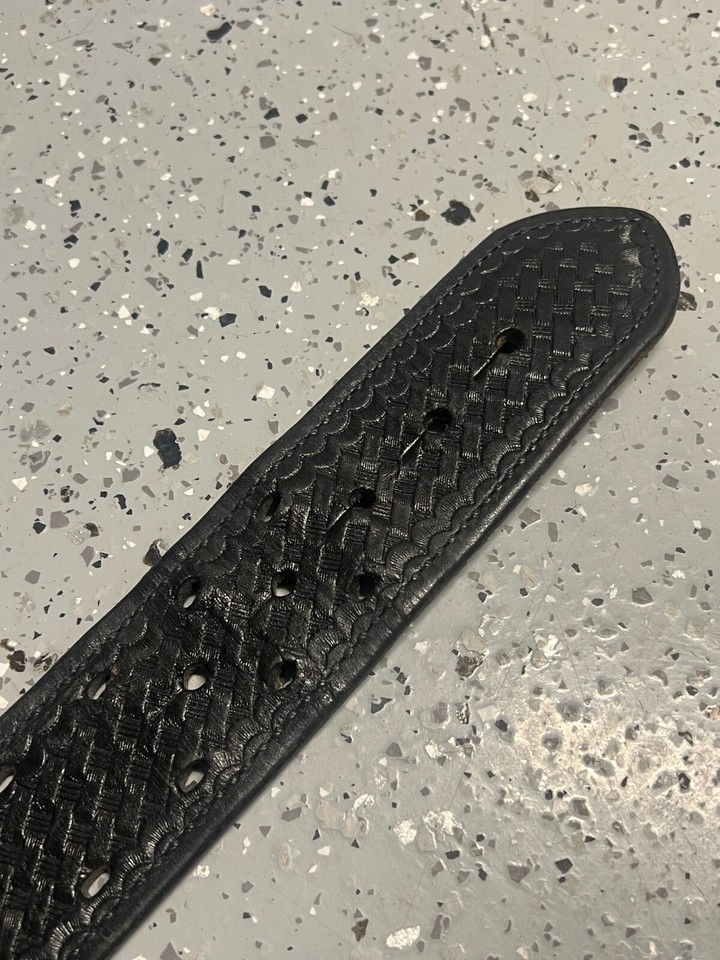 Tex Shoemaker & Son N34 Size 34 Black Leather Belt Basketweave - No ...