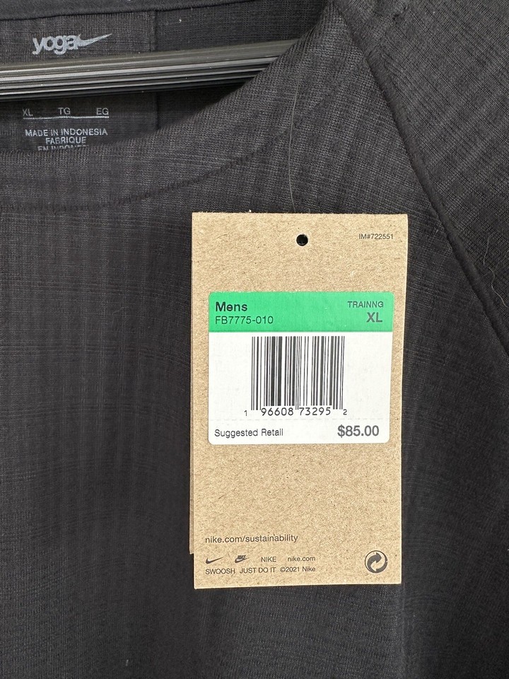 NEW Nike Yoga Men's Dri-FIT Crew Shirt Long Sleeve XL Black New NWT ...