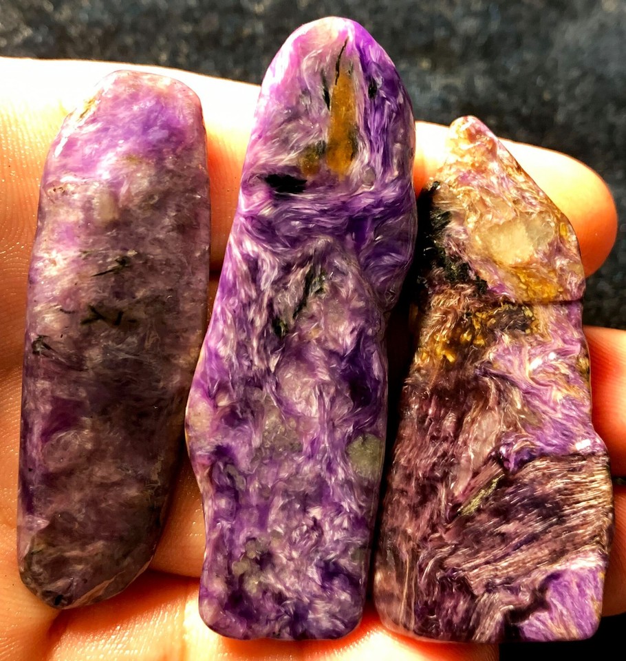47.9g 3PC Gemmy!!! Natural Fantastic Purple Charoite Crystal Specimen ...