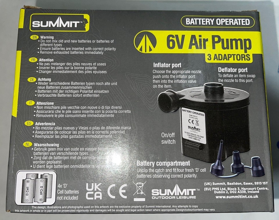 Battery Powered Air Pump for Air Bed Mattress Beach Inflatable Camping ...