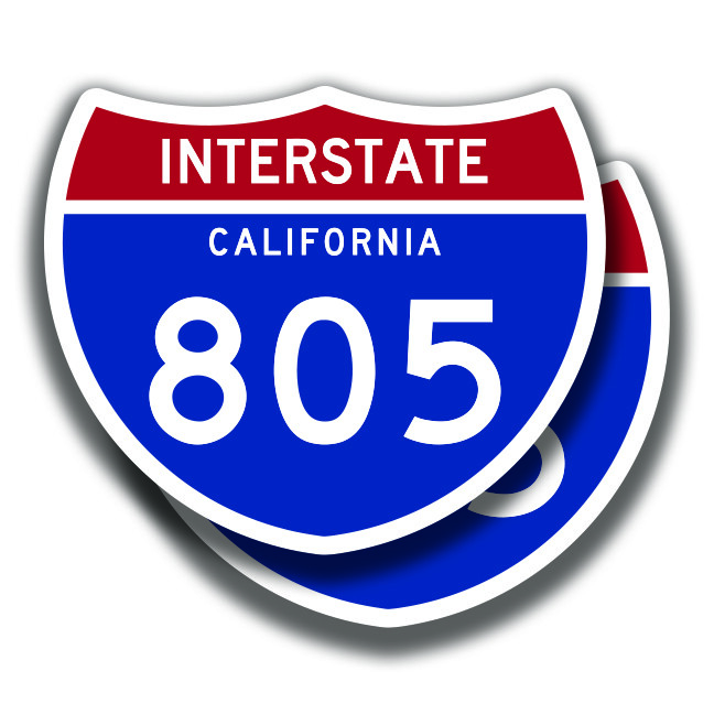 CALIFORNIA INTERSTATE 805 STICKER 2 Decals Road Sign Bogo Highway Car ...