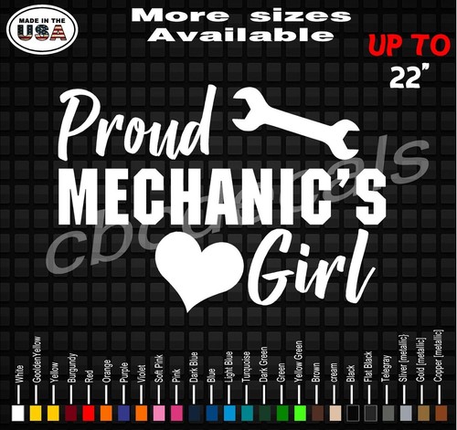 Proud Mechanic's Girl Decal Sticker Mechanic Girlfriend Vinyl Decal ...