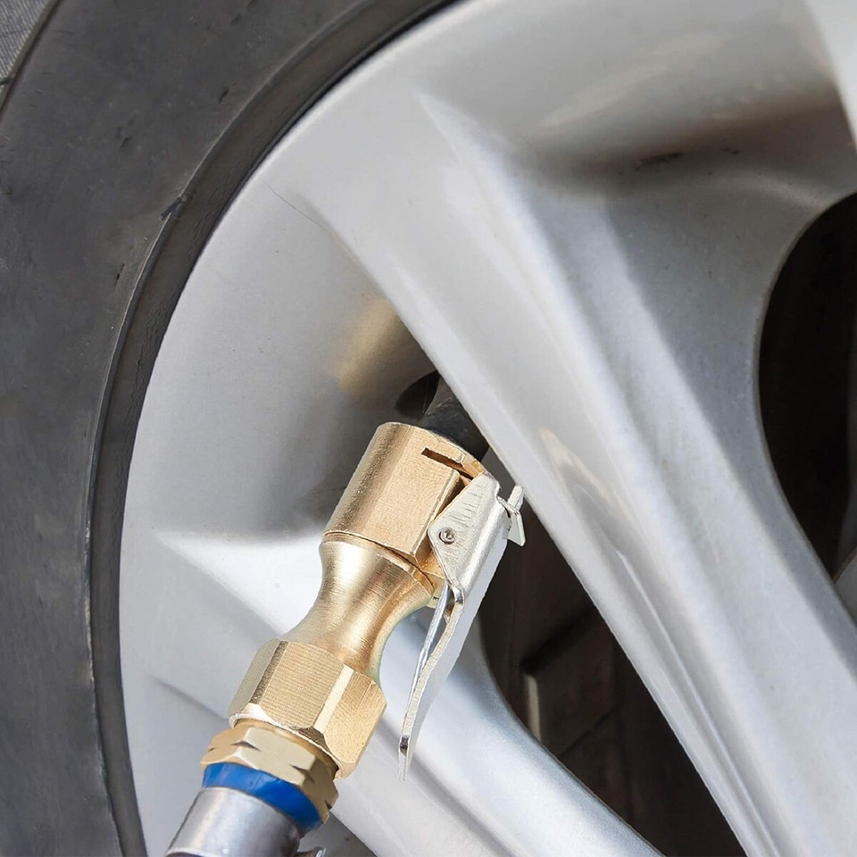 2PCS Tire Inflatable Straight Brass Open Flow Air Chuck Lock-On Clip 1/ ...