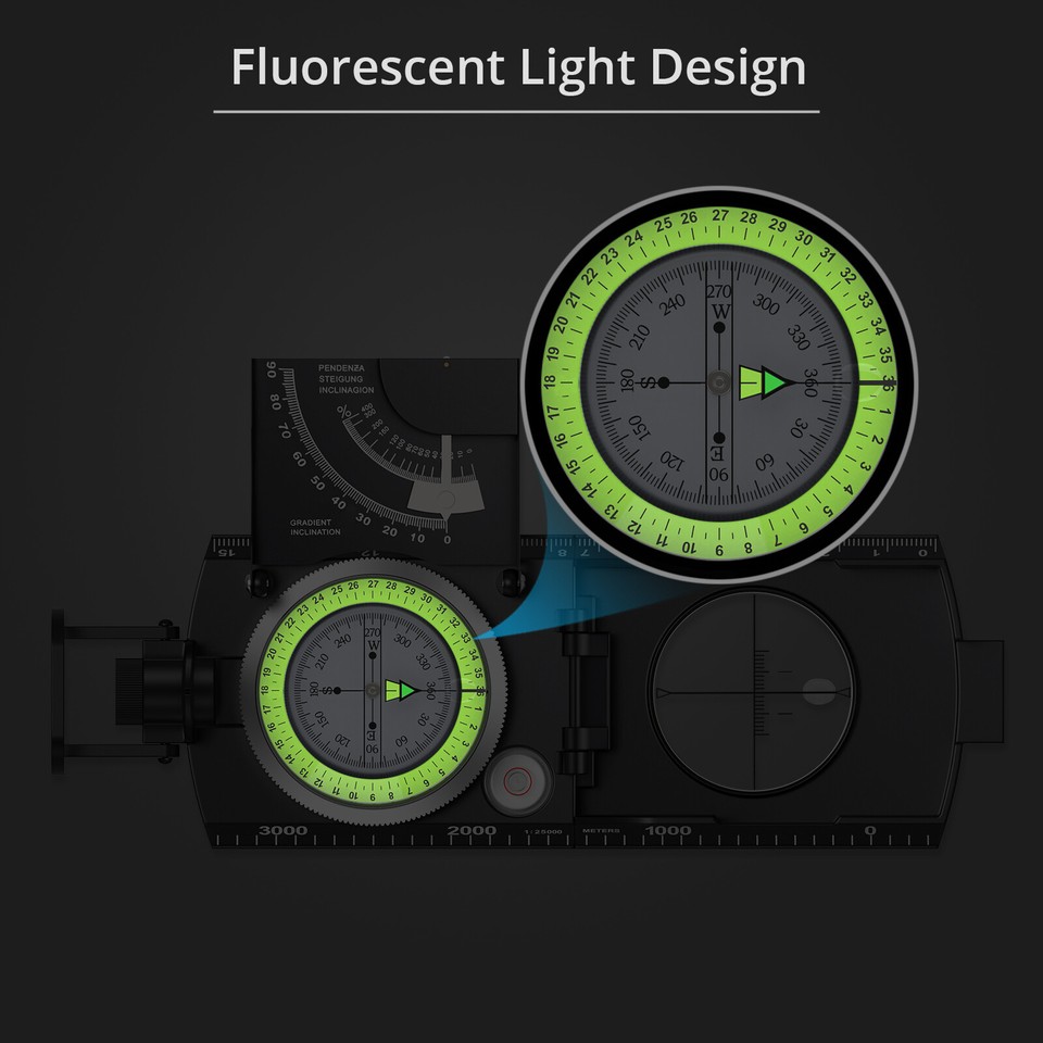 Proster Military Compass Metal Sighting Clinometer Camping Hiking ...