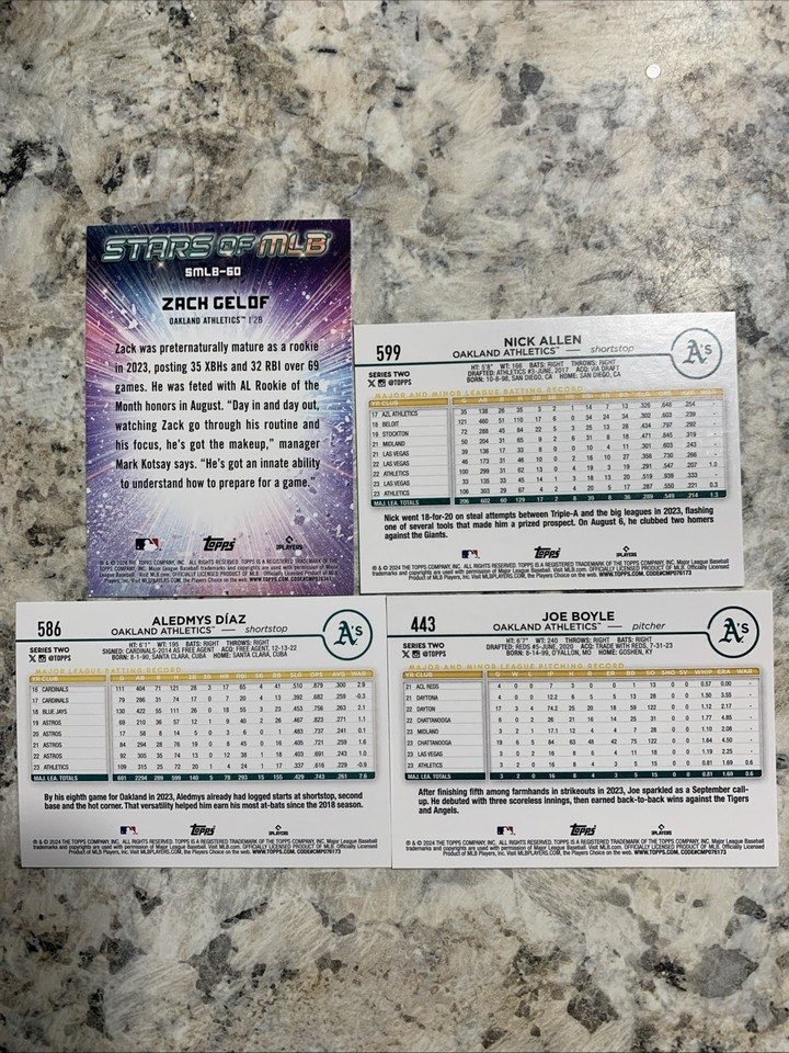 2024 Topps Series 2 #SMLB-60 Zach Gelof RC Stars of MLB Insert ...