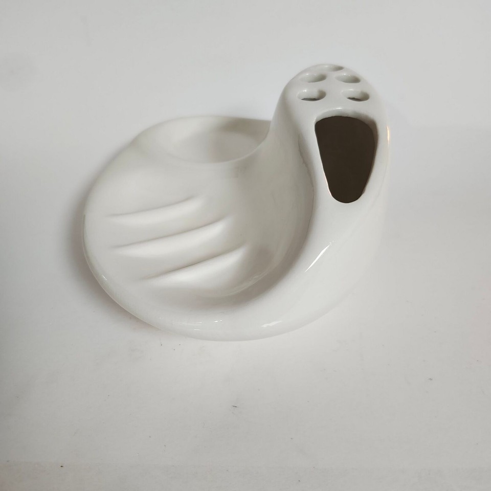 All-In-One Ceramic Soap Dish Toothbrush Toothpaste Cup Holder Plain ...