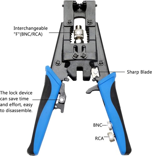 Coax Cable Crimping Kit Adjustable Tool Set Coaxial Blue | eBay