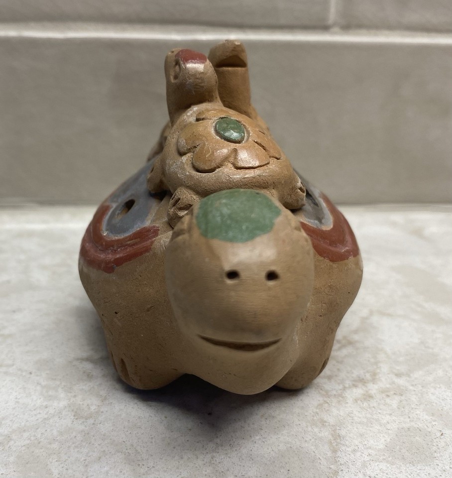 VINTAGE AZTEC STYLE 6-HOLE OCARINA ART POTTERY TURTLE FLUTE 4.25” | eBay