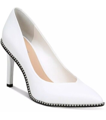 Bar III Womens Binsap White Faux Leather Heels Shoes 5 Medium (B,M) | eBay