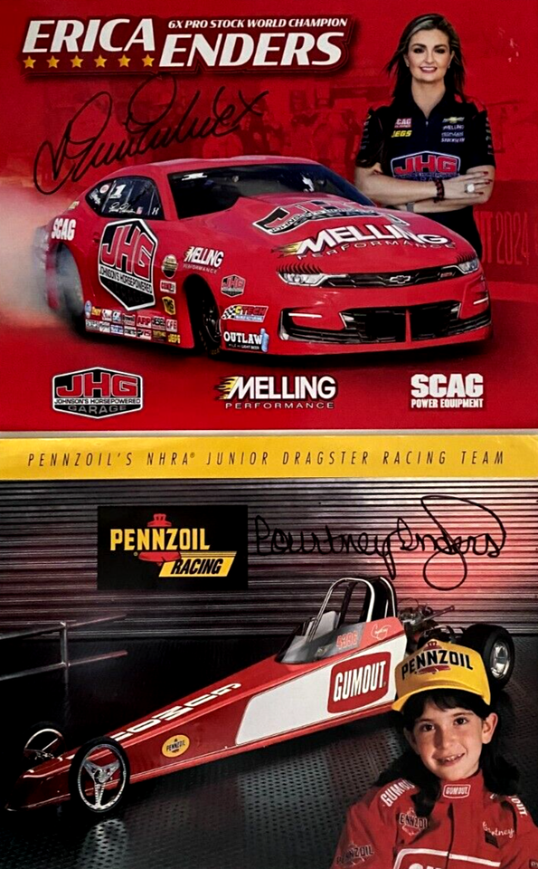 ERICA ENDERS SIGNED 6X PRO STOCK NHRA DRAG RACING + COURTNEY ENDERS ...