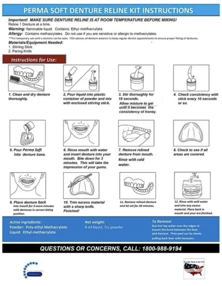 Perma Soft Reline~Denture Adhesive Alternative 4 kits~False Teeth ...