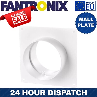 4", 5" 6" Plastic Round Ducting wall plate with Spigots Kitchen Vents ...