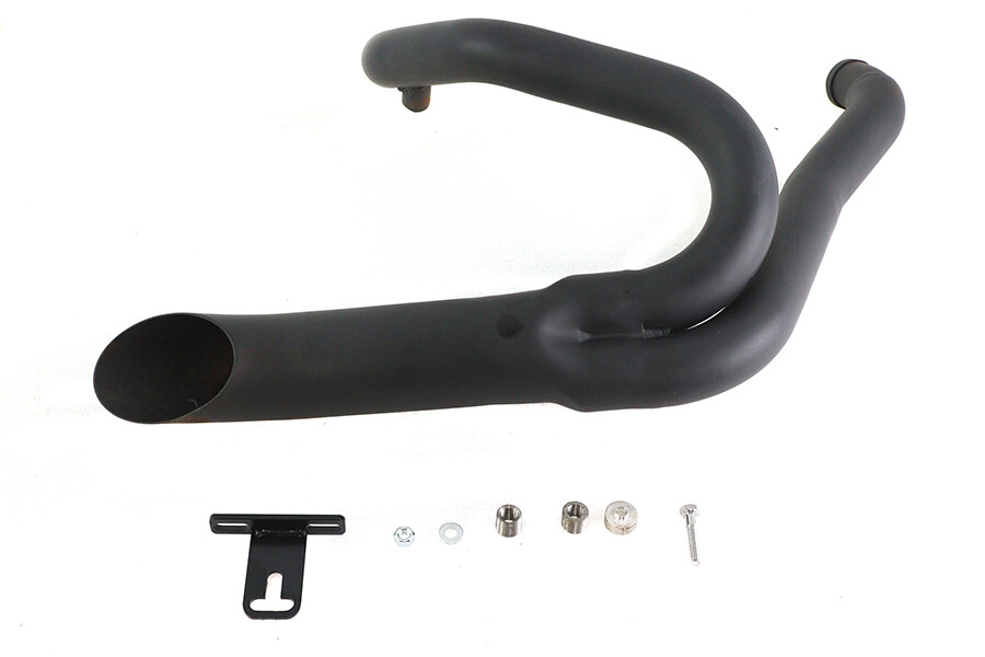 Black Wyatt Gatling 2 into 1 Exhaust Pipe Header Kit fits Harley ...