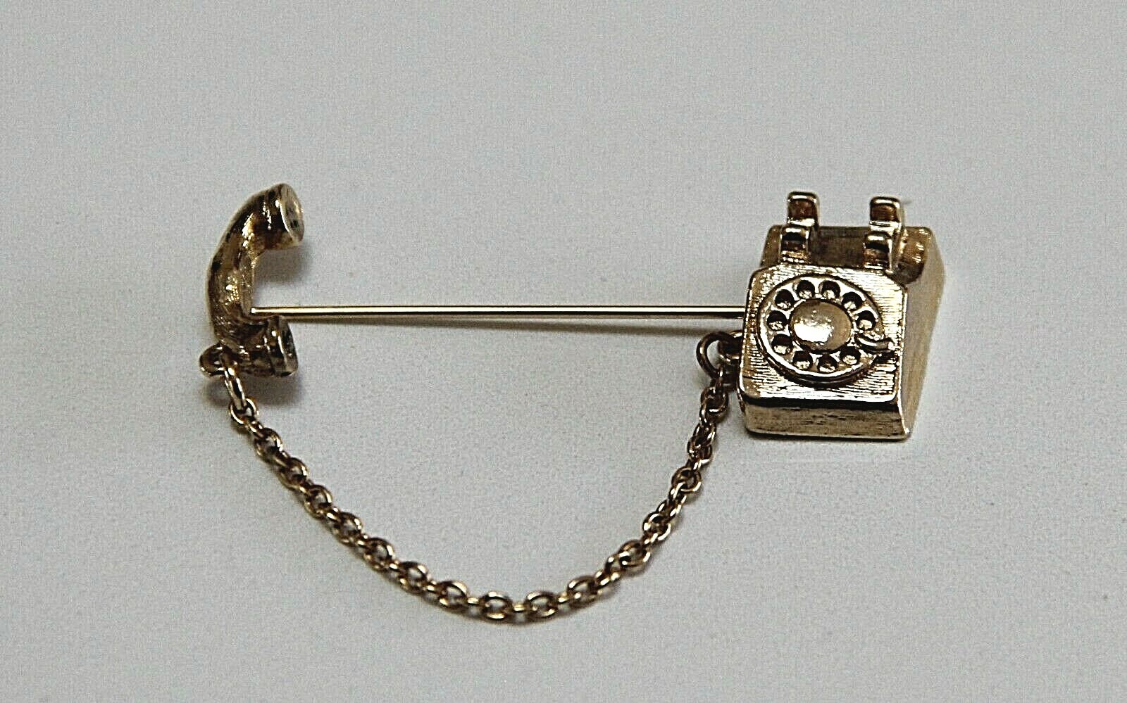 Vintage Avon 1981 Rotary Telephone Stick Pin Gold Tone - Gem