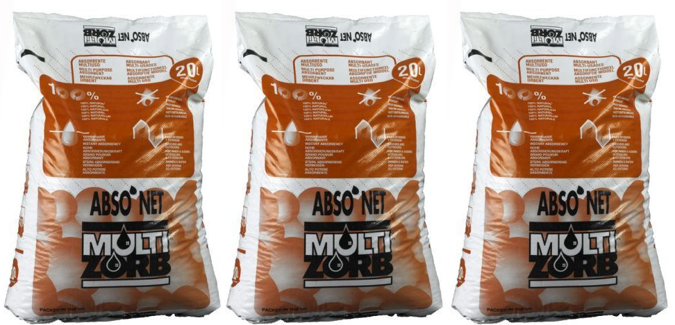3 x MULIT ZORB Oil Absorbent Granules - Liquid Spill Response - 20Ltr ...