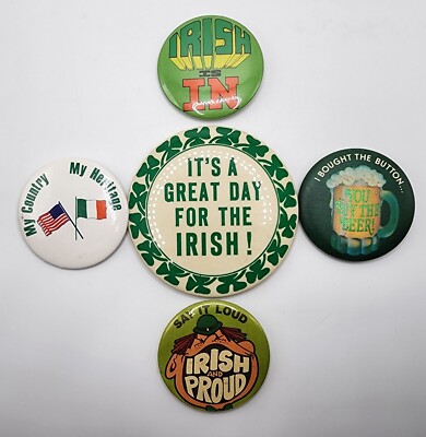 Lot of 5 Vintage Irish Button Pin St Patrick's 1982 Hallmark Etc | eBay
