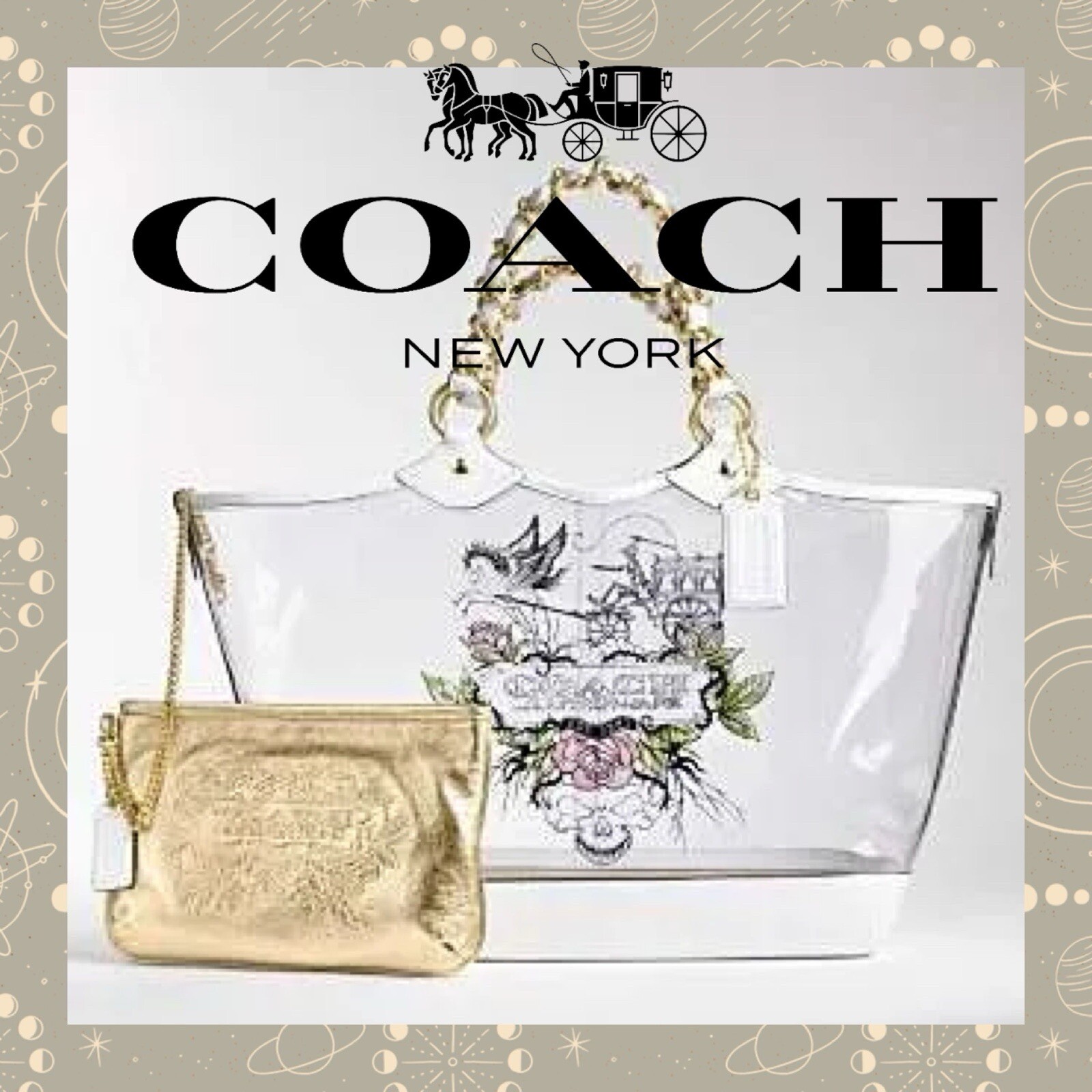 Coach Tattoo Clear Plastic White Patent Leather Horse… - Gem