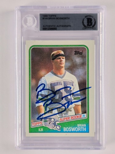 1988 Brian Bosworth Topps Rookie Auto Autograph RC BAS Seattle Oklahoma ...