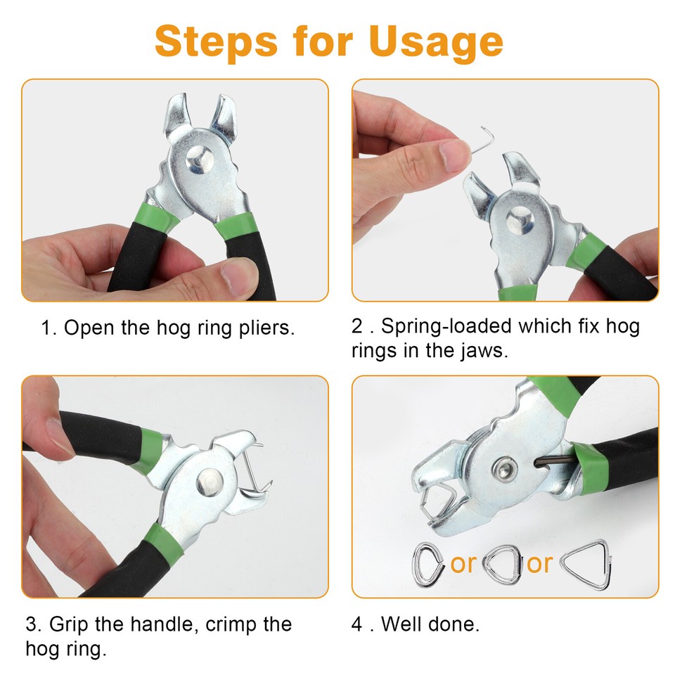 Durable Hog Ring Pliers Kit With 240Pcs Rings Tool Set For Seat Cover ...