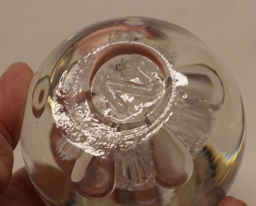 Art Glass Paperweight With Center Hole Marked “Z” | eBay