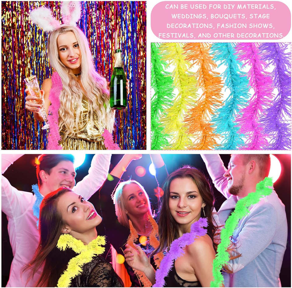 Pack of 6 Colorful Feather Boas Feather Boa for Women Artificial Fluffy ...