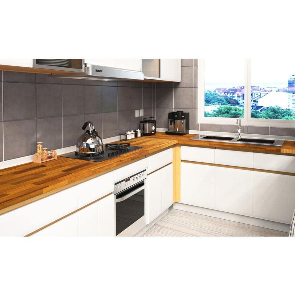 Interbuild Butcher Block Standard Countertop Acacia Golden Teak W ...