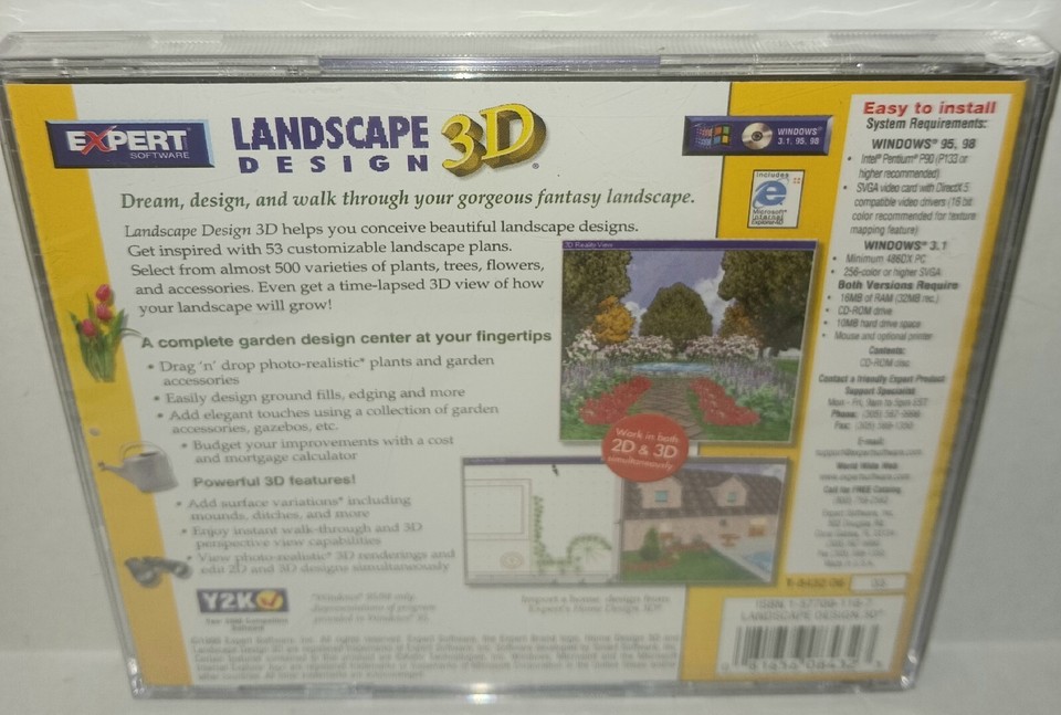 Landscape Design 3D Vintage CD ROM Software NWT Expert 1999 Windows 95 ...