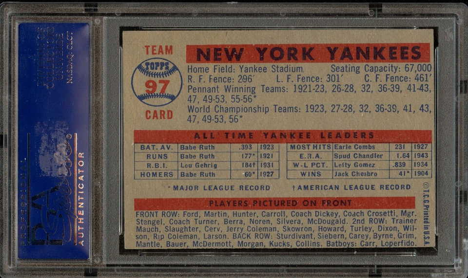 BB - 1957 Topps - #97 - Yankees Team - PSA 8 - NM-MT | eBay