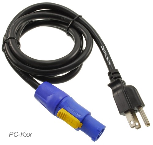3-Prong NEMA 5-15P to Neutrik PowerCON® (NAC3FCA) 16AWG AC Power Cord ...