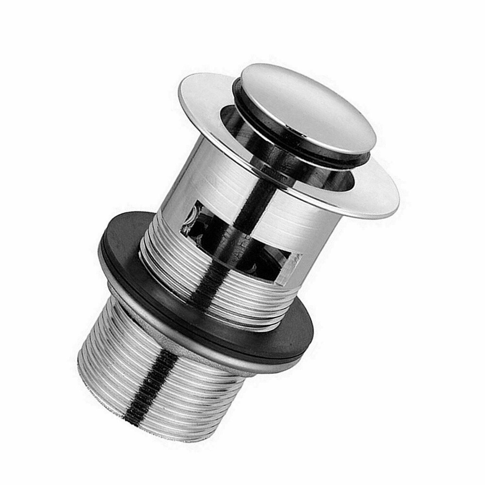 Basin Waste Sink Tap Push Button Pop Up Plug Slotted Modern Chrome ...