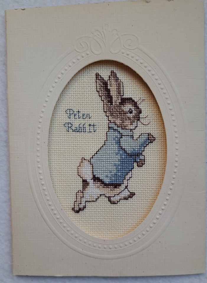 Peter Rabbit Beatrix Potter Hand Cross Stitched Greeting Card Insert 18 ...